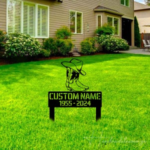 Custom Outdoor Memorial Cowboy Metal Sign With Stakes - Personalized ...