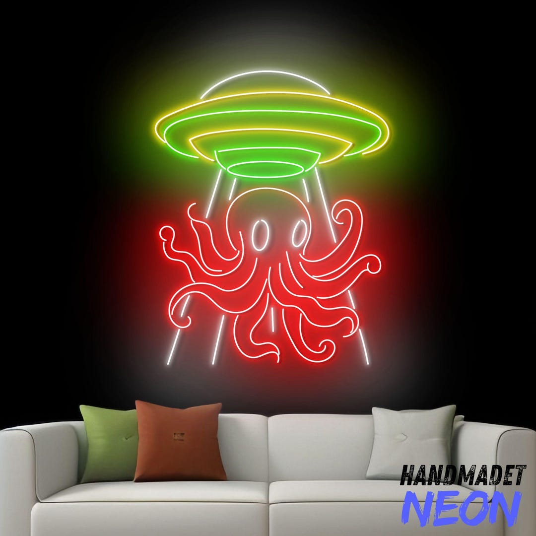 UFO Abduction Octopus Neon Sign, Octopus Led Sign, Octopus Led Light ...