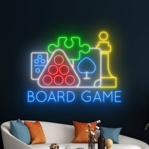 Board Game Neon Sign, Board Game Led Sign, Game Player Led Light ...