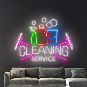 Cleaning Service Led Sign, Cleaning Service Neon Light, Service Room ...