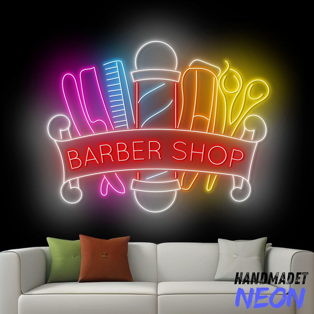 Barber Shop Neon Sign, Barber Shop Led Sign, Barber Neon Light, Barber ...