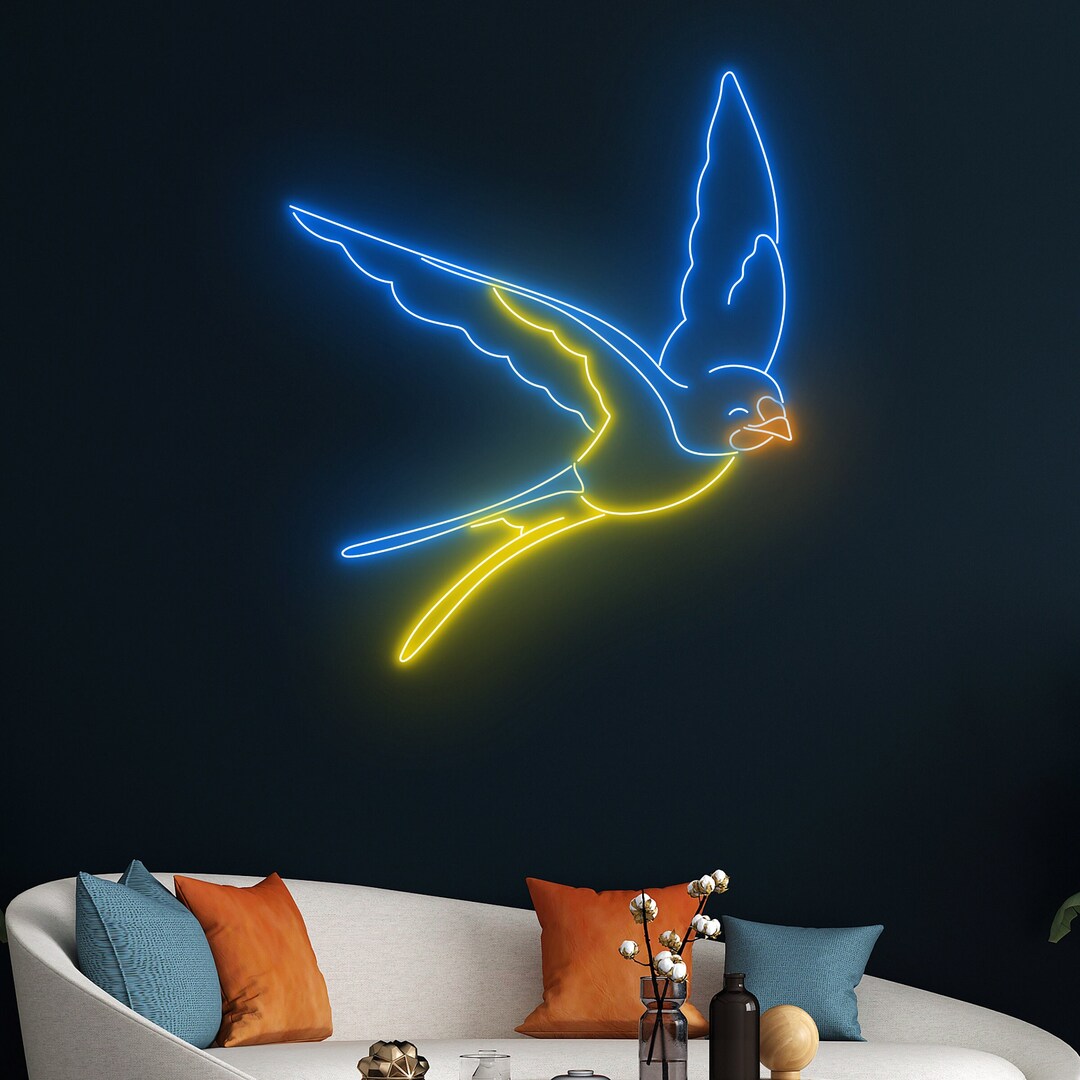 Swallow Neon Sign, Custom Flying Bird Led Sign, Home Decoration ...