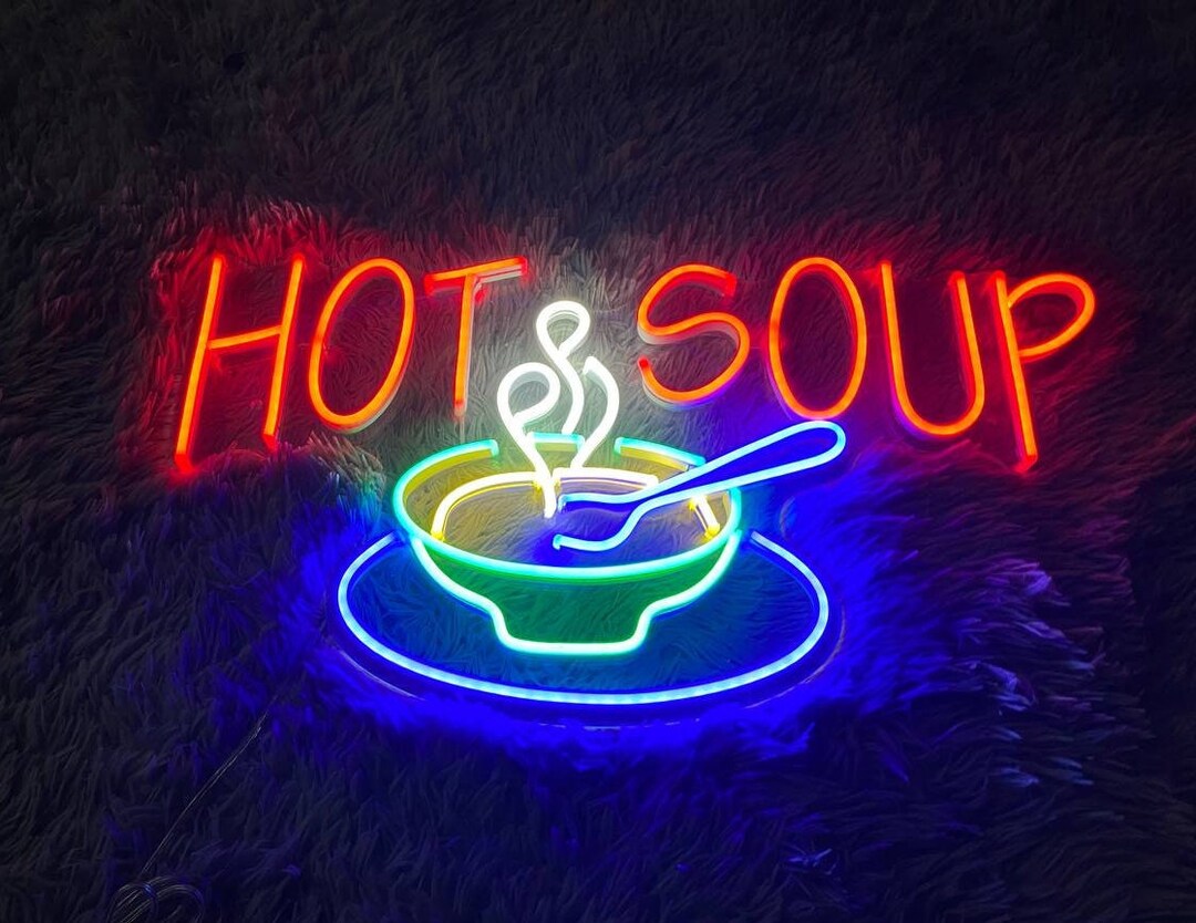 Hot Soup Led Sign, Hot Soup Neon Sign, Wall Decor, Decor Led Light ...