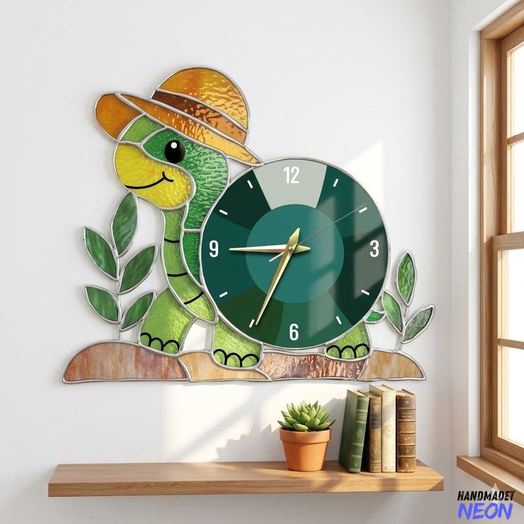 Custom Sea Turtle Stained Glass Clock, Turtle Suncatcher Wall Decor ...