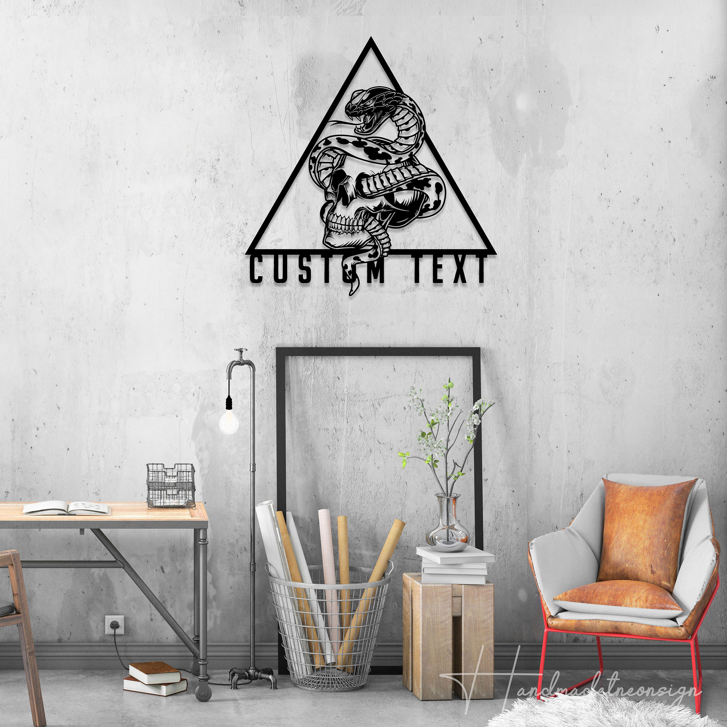 Custom Skull and Snake Metal Wall Art LED Light - Personalized Skull ...