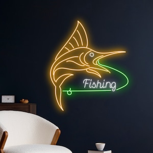 Fishing Atlantic Blue Marlin Fish Neon Sign, Fishing Marlin Fish Led ...