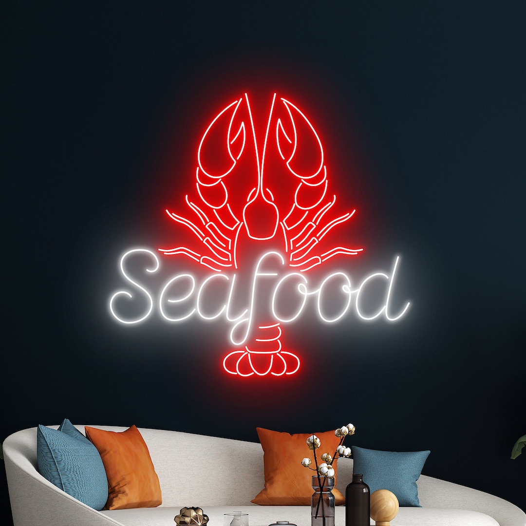 Seafood Lobster Neon Sign, Open Seafood Led Sign, Lobster Led Light ...