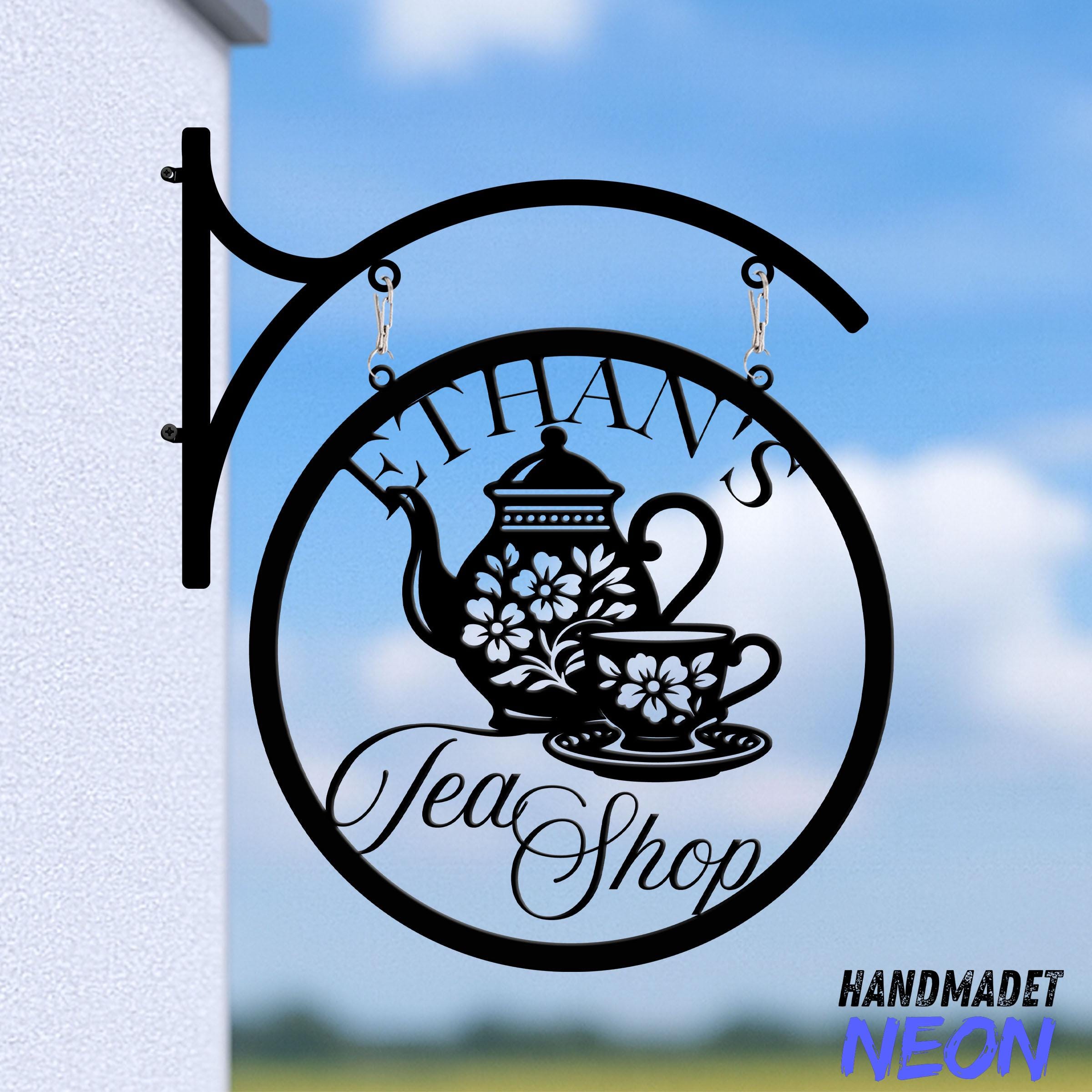 Tea Shop Metal Hanging Sign, Rustic Handmade Wall Plaque, Custom Cafe ...