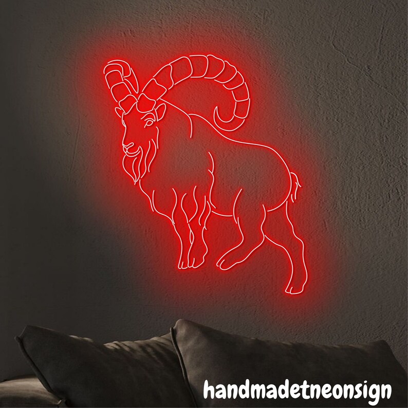 Goat Neon Sign, Goat Led Sign, Goat Line Art Neon Light, Goat Animal ...