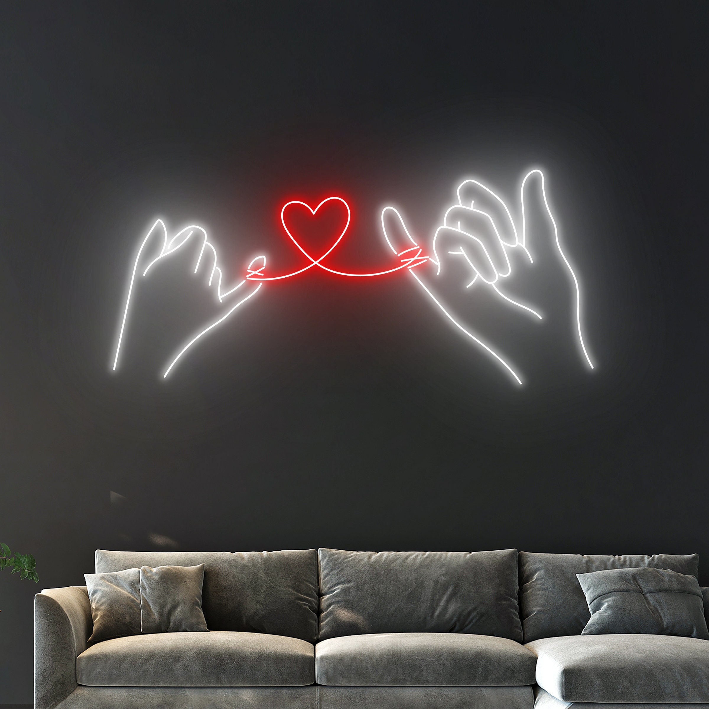 Hand Heart Neon Sign, Couple Hand Heart Led Sign, Hand Heart Love Neon ...