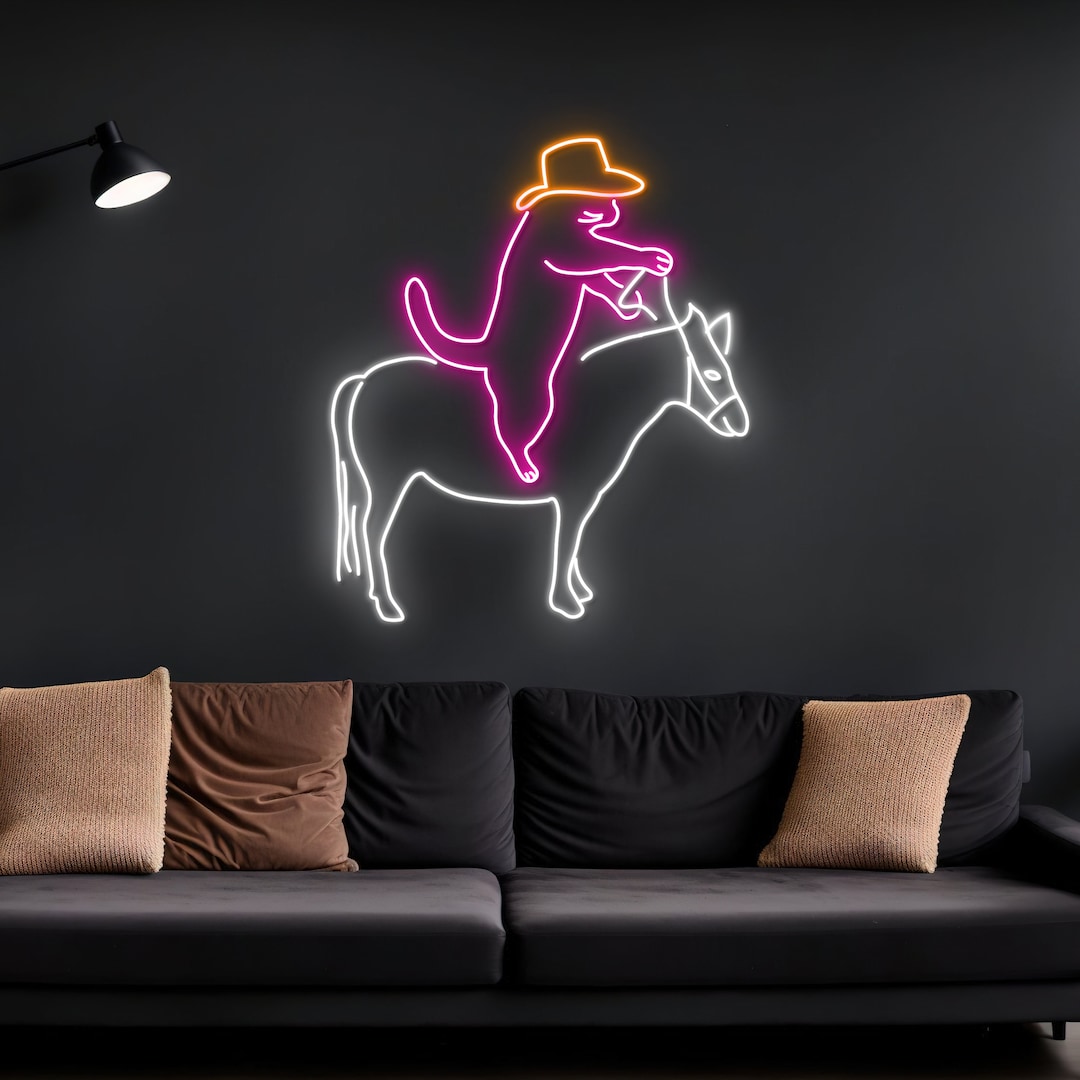 Cowboy Cat Riding Horse Neon Sign, Cowboy Cat Led Signs, Cowboy Cat ...