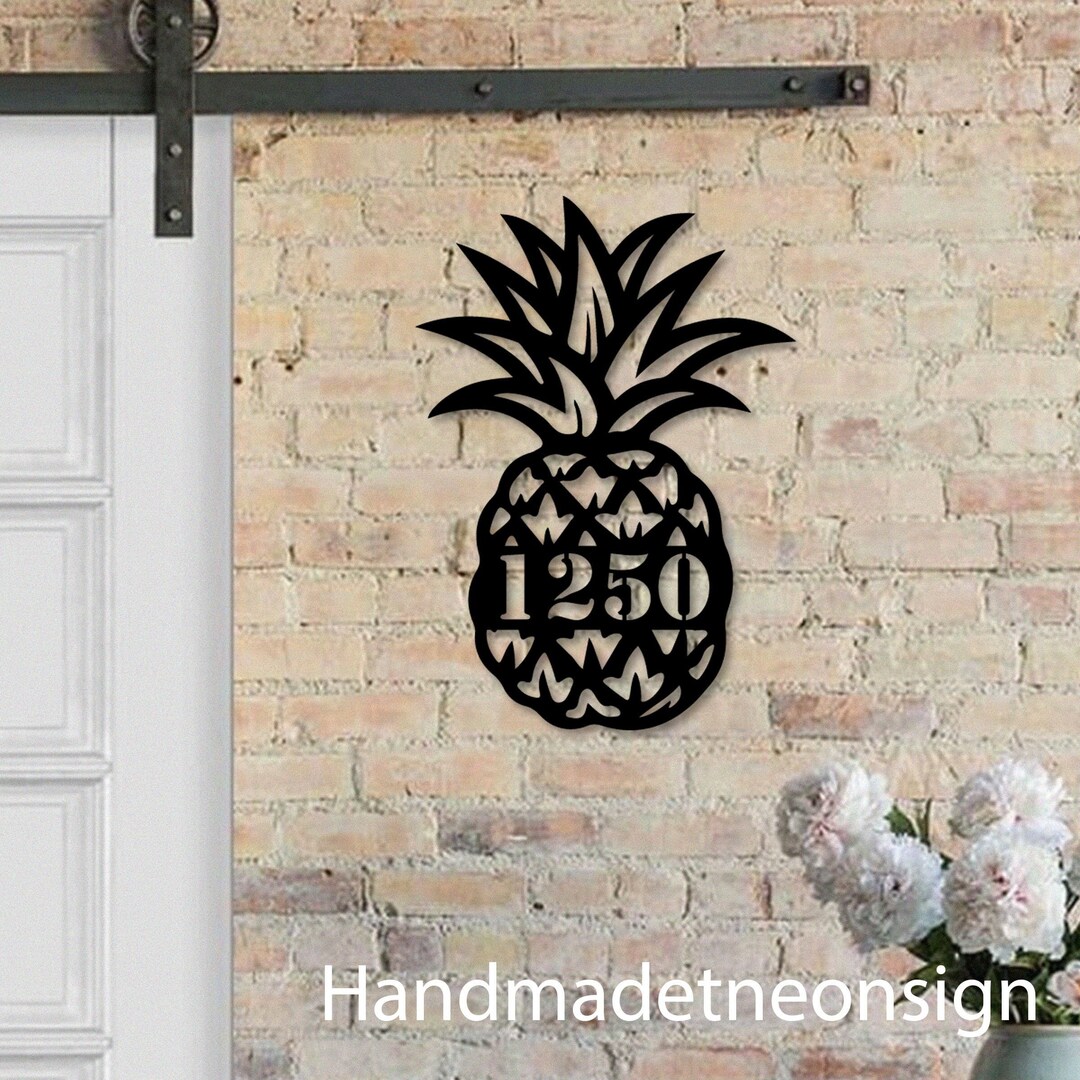 Personalized Pineapple House Number, Pineapple Home Number Metal Wall ...
