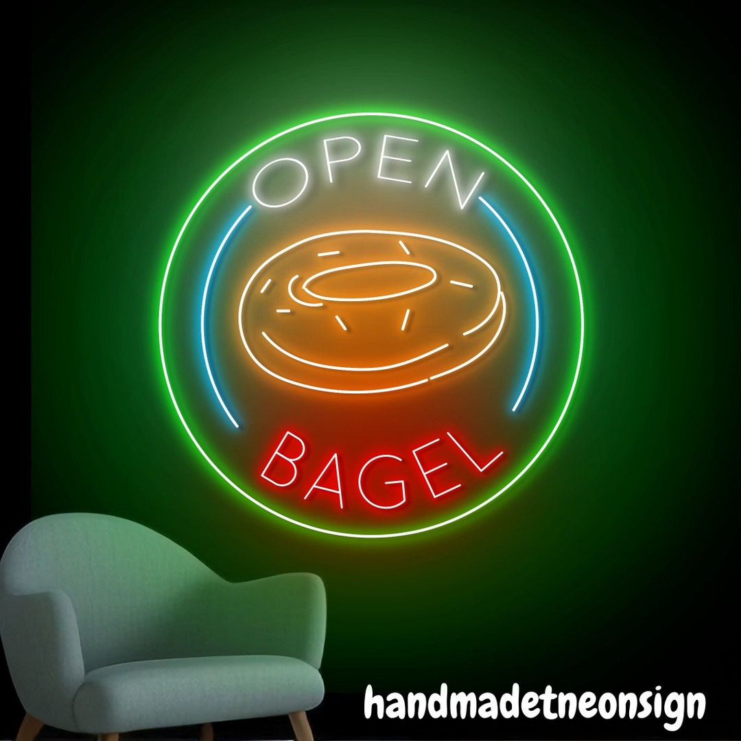 Bagel Open Neon Sign, Open Bagel Led Sign, Bagel Cake Neon Light, Cake ...