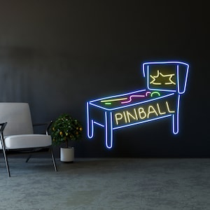 Pinball Machine Neon Sign, Pinball Neon Sign, Pinball Neon Lights, Game ...