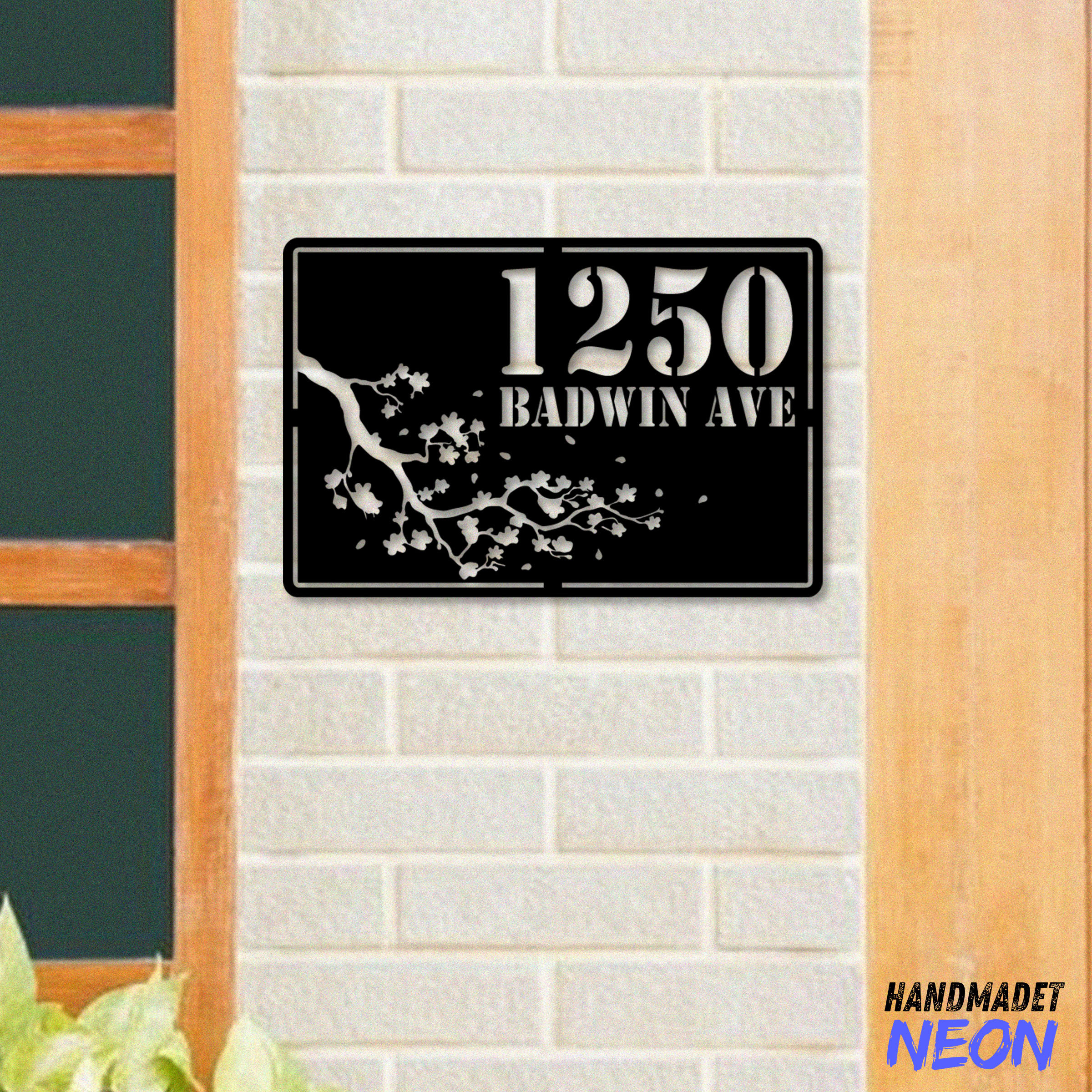 Personalized Cherry Blossom House Number, Flower Home Number Metal Wall ...