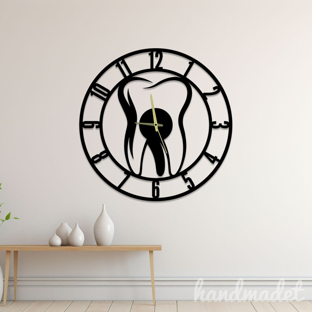 Custom Tooth Wall Clock Unique, Dentistry Year Date Round Wall Clock ...