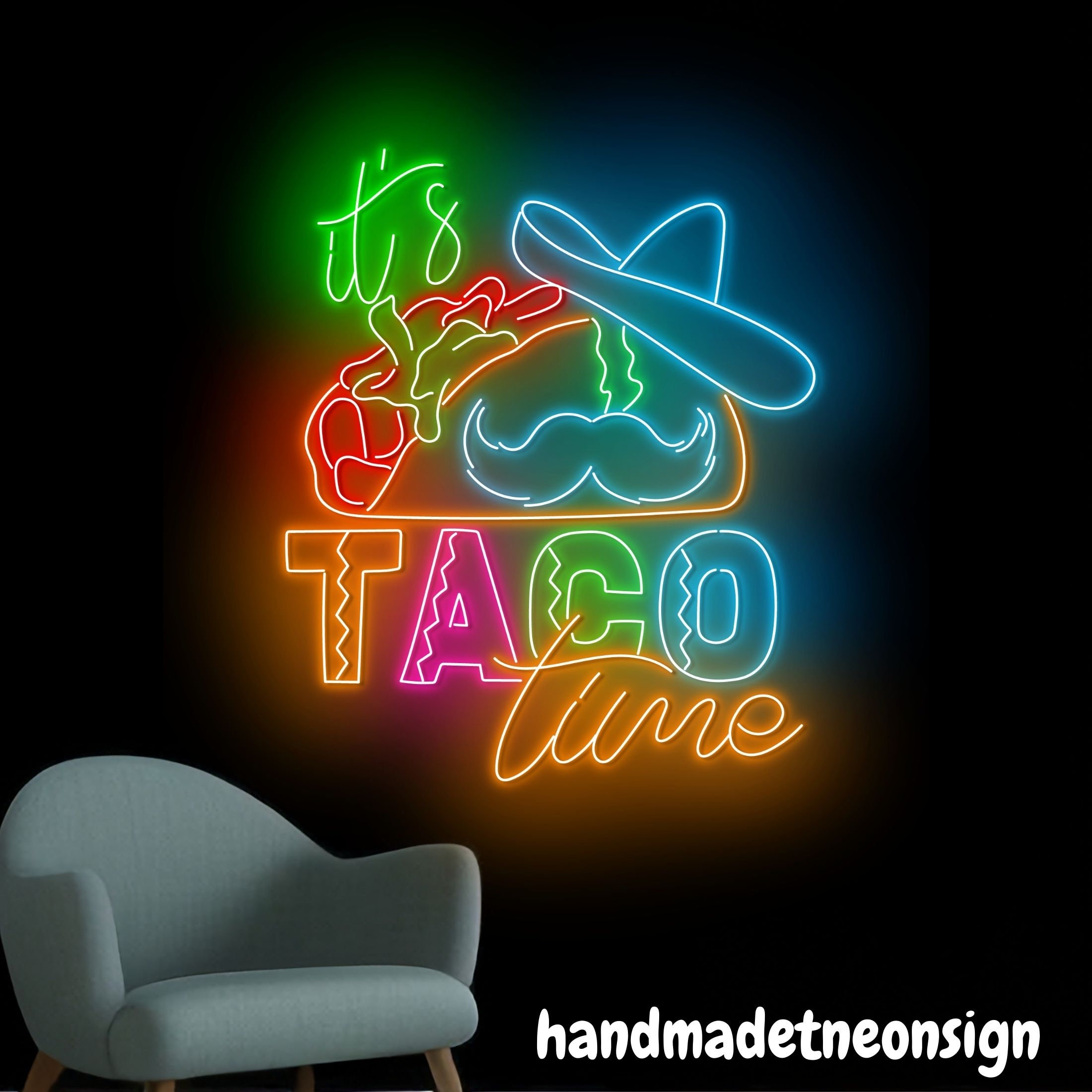 It's Taco Time Neon Sign, Tacos Led Sign, Mexico Tacos Led Light, Tacos ...