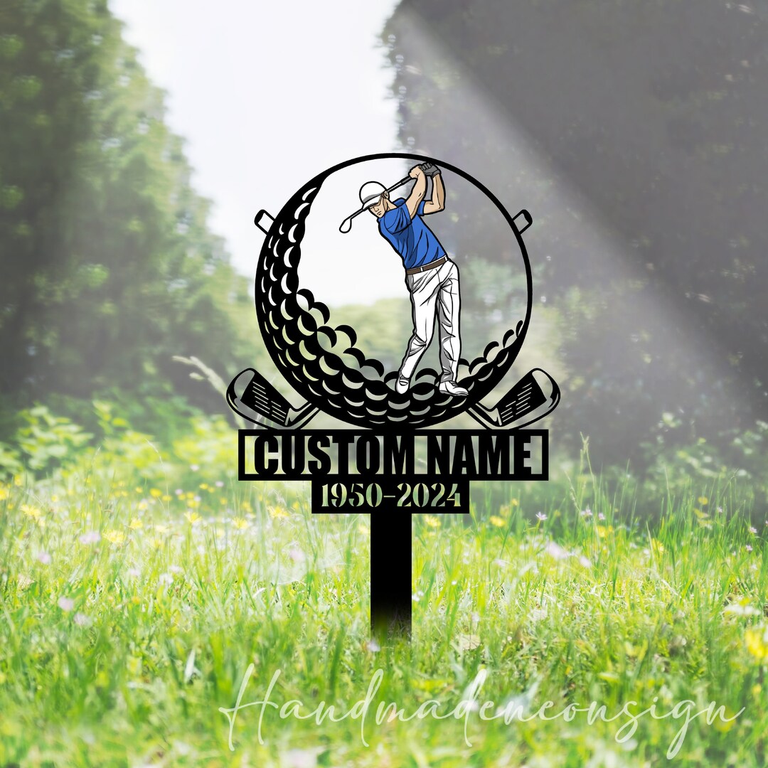 Custom Golfer Memorial Stake, Golf Player Metal Stakes, Golfer Grave ...