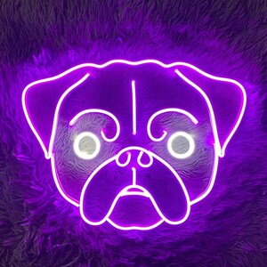 Pug Neon Sign,animal Neon Sign,led Neon Sign,cute Neon Sign,neon Wall ...