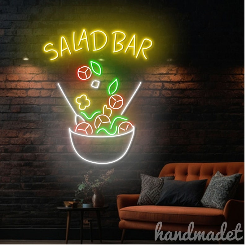 Salad Bar Neon Wall Sign, Salad Fruit Led Wall Light, Salad Food Led ...