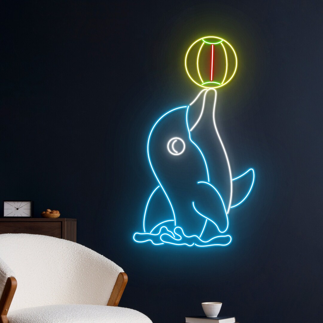 Dolphin Playing Ball Neon Light, Dolphin Ball Led Light, Ball Dolphin ...