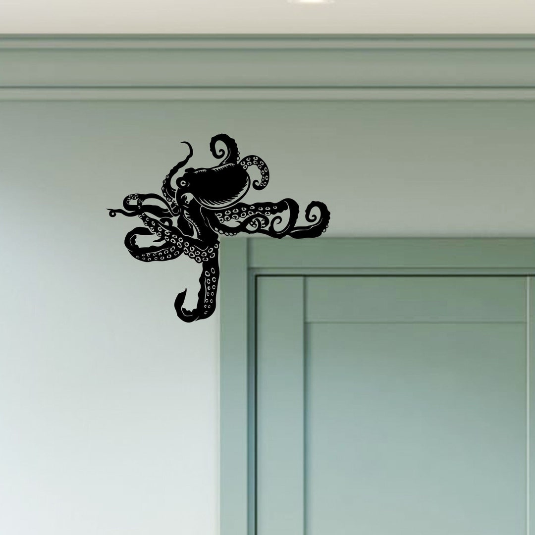 Personalized Octopus Door Corner Sign, Sea Animal Metal Door Topper ...