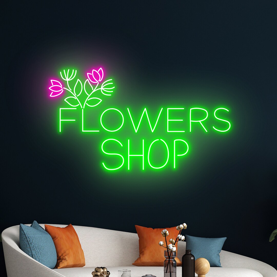 Flower Shop Led Sign, Flower Neon Sign, Flower Neon Light, Floral Led ...