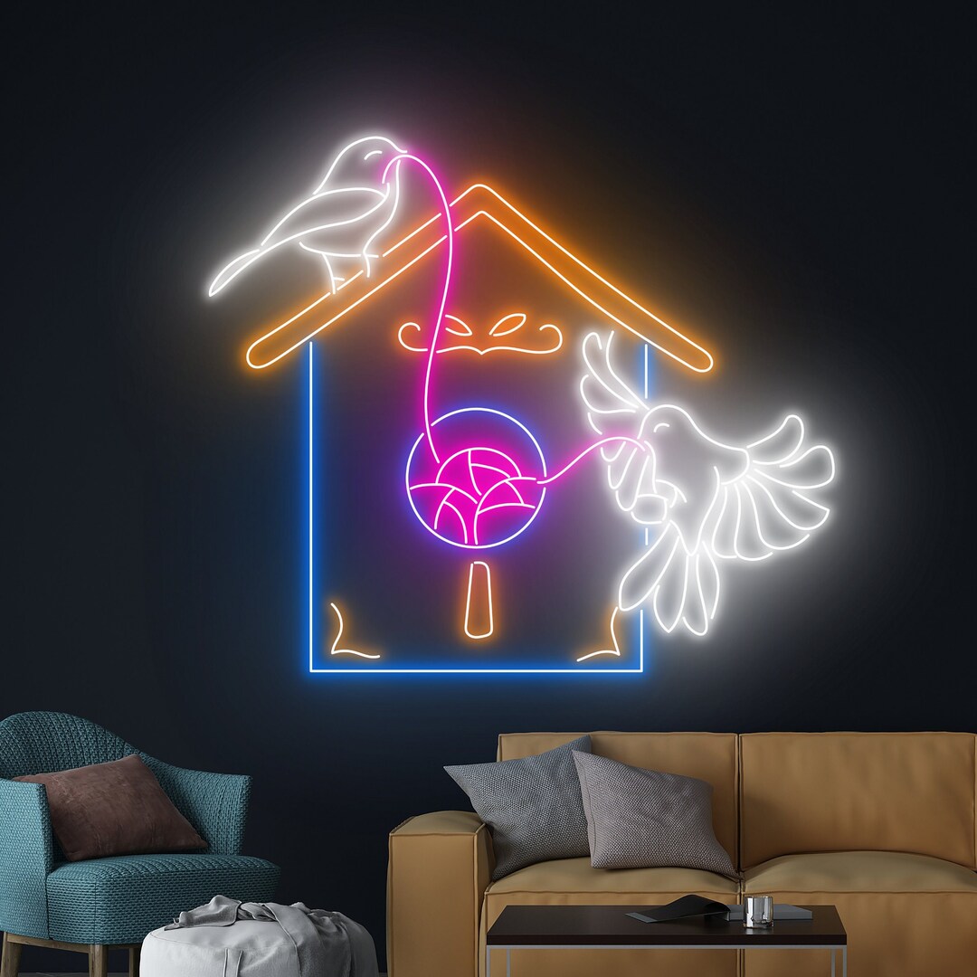 Chickadee Birdhouse Neon Light, Birdhouse Led Light, Chickadee Led Sign ...