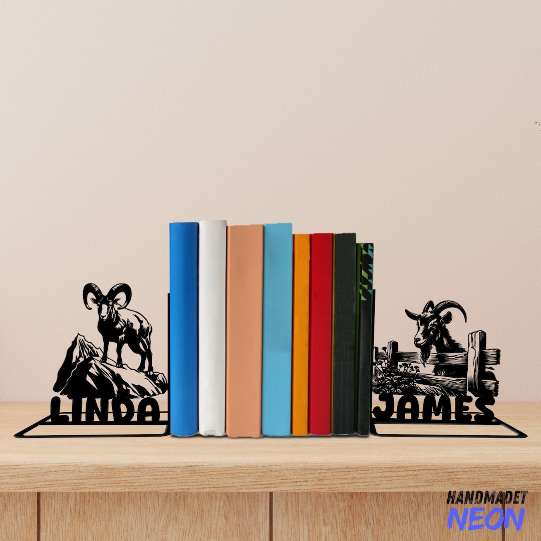 Custom Goat Metal Bookends, Goat Farm Name Bookend, Goat Farm Table ...