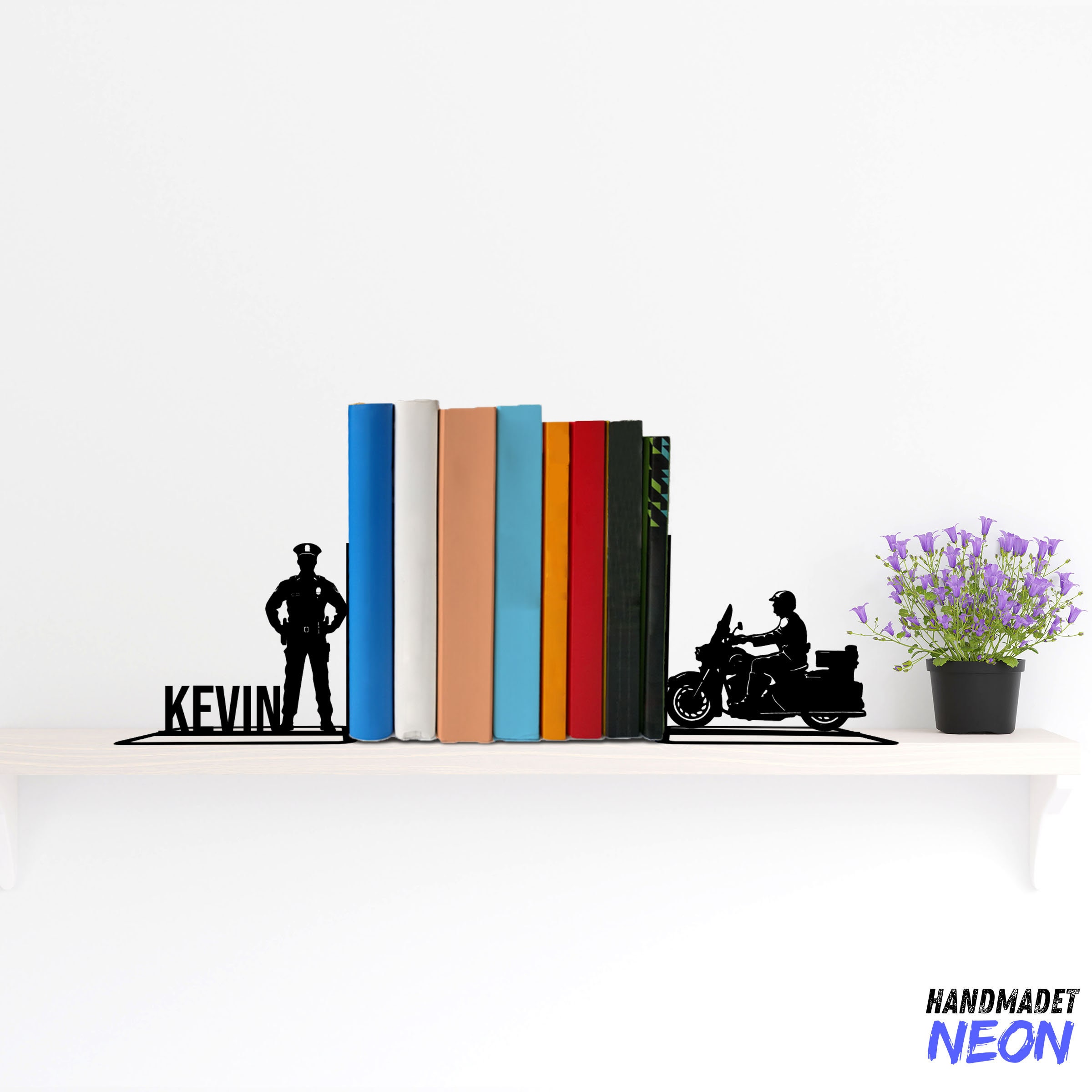 Custom Police Man Metal Bookends, Police Name Bookend, Policeman Table ...