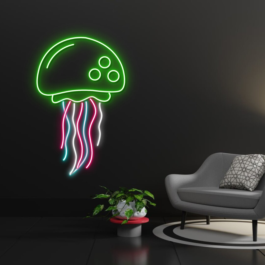 Jellyfish Neon Sign, Jellyfish Led Neon Sign, Jellyfish Wall Art, Neon ...