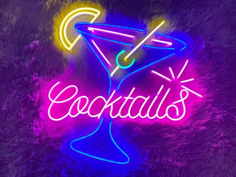 Cocktails Led Sign Cocktails Neon Sign Wall Decor Neon - Etsy