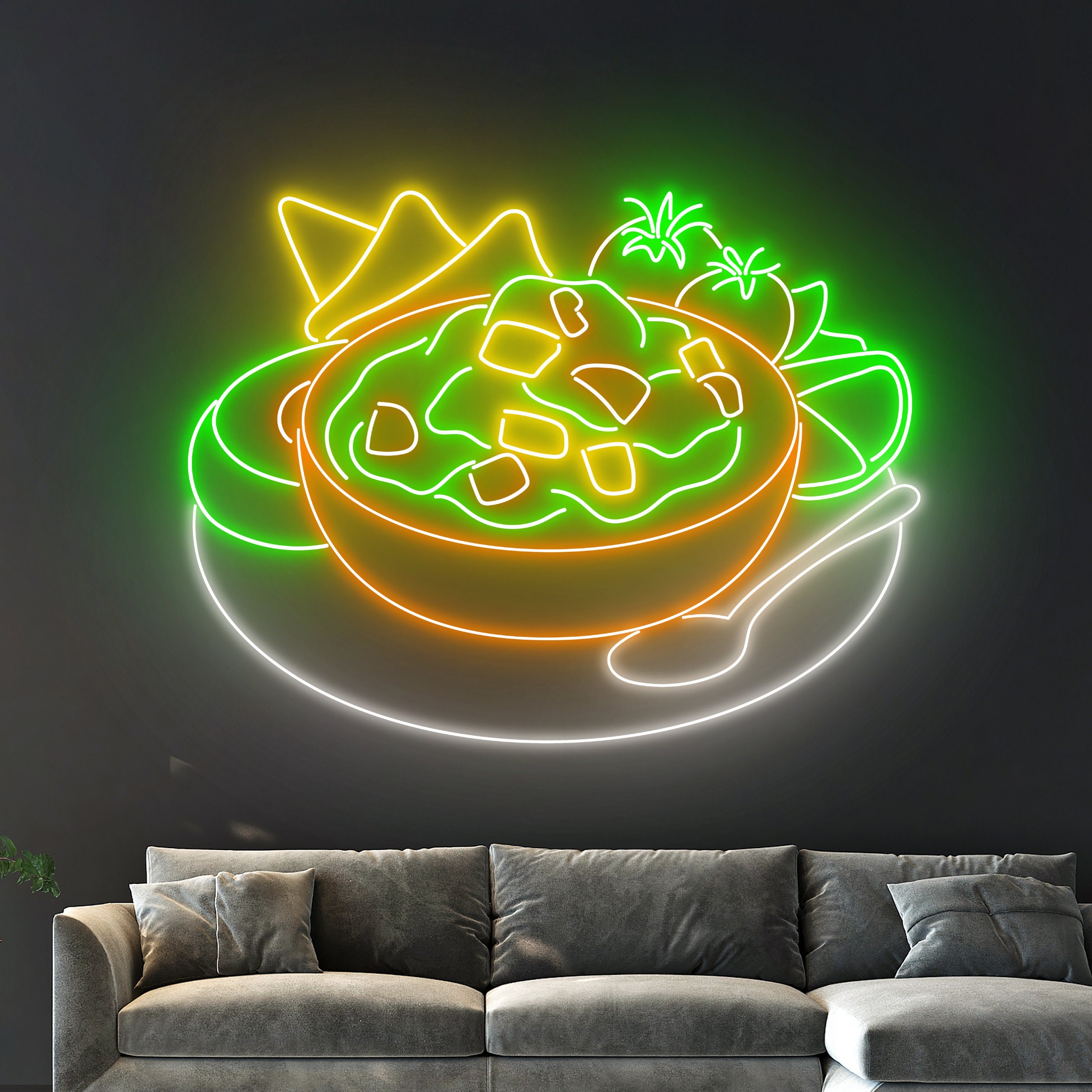 Guacamole Nachos Neon Sign, Mexico Chip Neon Light, Nachos Neon Sign ...