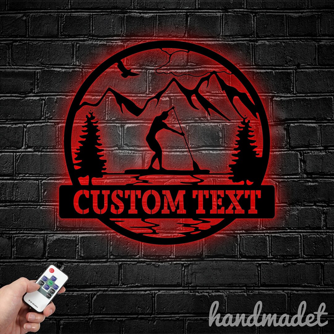Custom Sub Name Metal Wall Art LED Light, Paddle Sup Metal Sign, Sup ...
