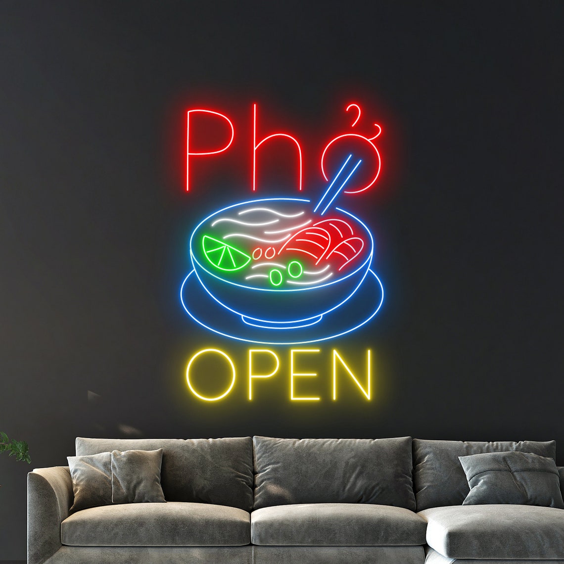 Pho Open Restaurant Neon Sign, Pho Neon Light, Pho Led Light, Pho Led ...