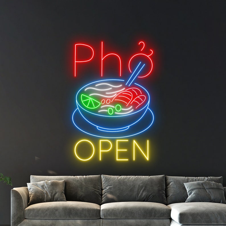 Pho Open Restaurant Neon Sign, Pho Neon Light, Pho Led Light, Pho Led ...