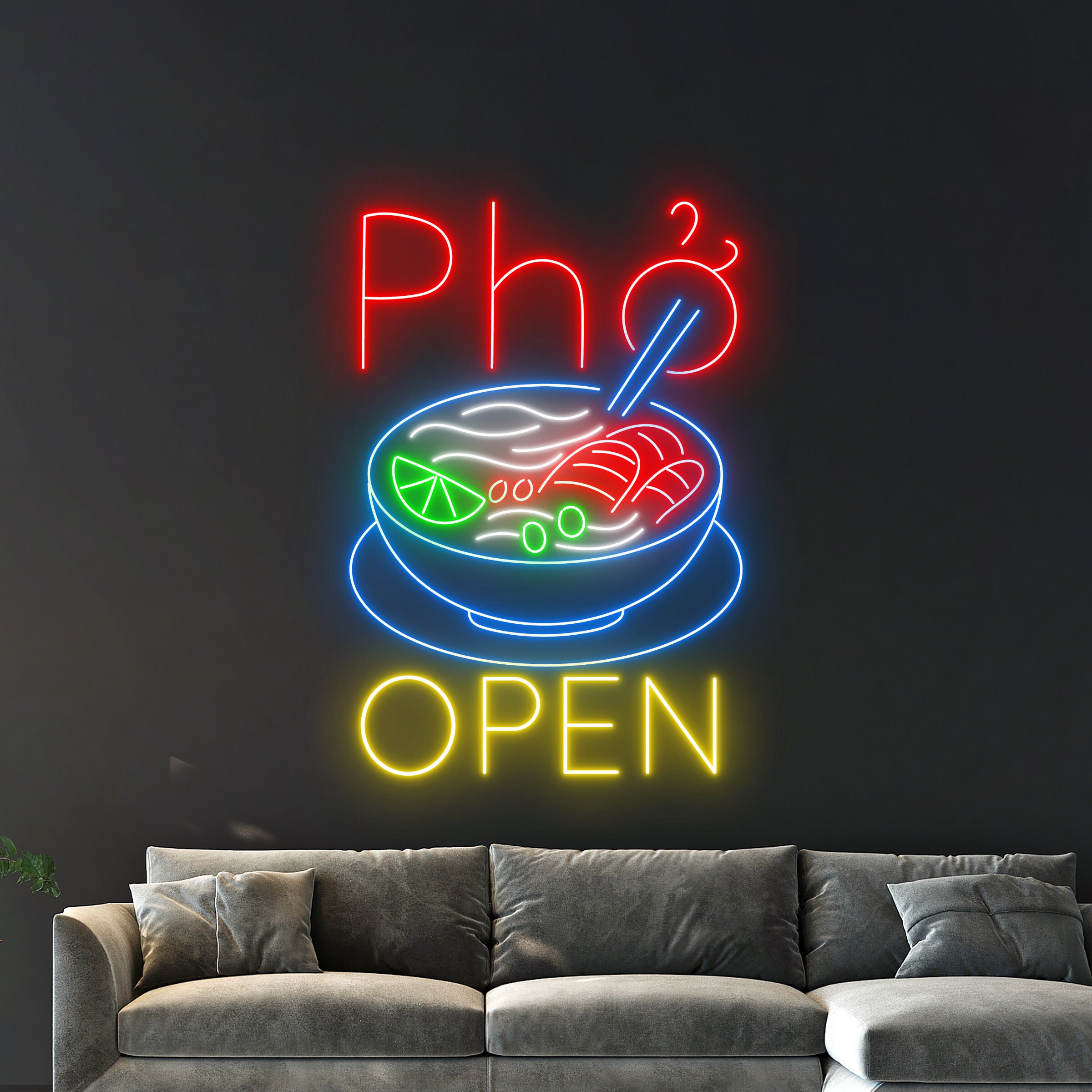 Pho Open Restaurant Neon Sign, Pho Neon Light, Pho Led Light, Pho Led ...