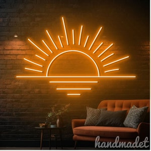 Sun Neon Wall Sign, Sunrise Led Wall Sign, Sunset Neon Wall Light ...