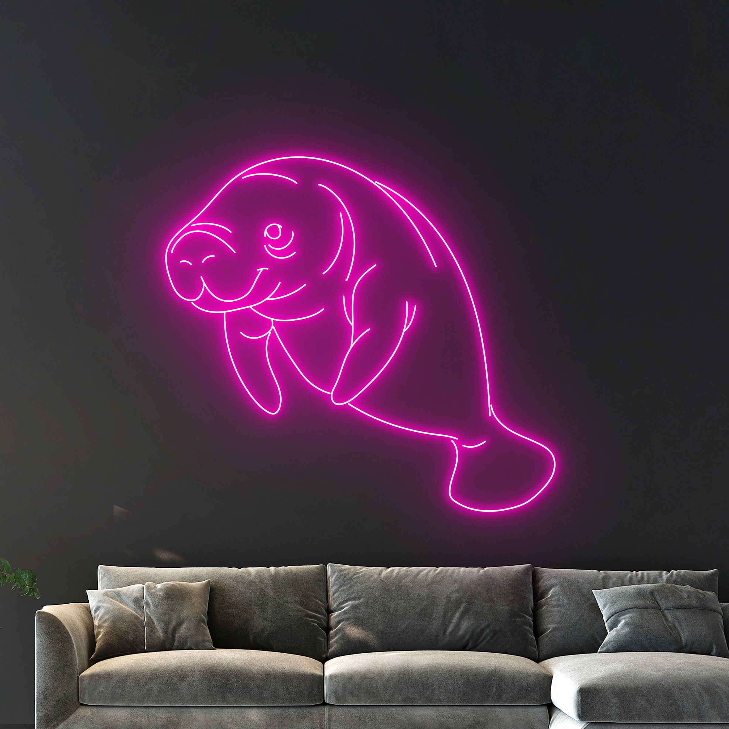 Manatee Neon Sign, Manatee Led Sign, Marine Manatee LED Light, Nursery ...