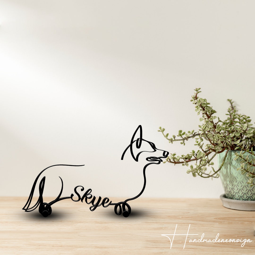 Custom Welsh Corgi Dog Metal Desk, Corgi Dog Minimalist Metal Table ...