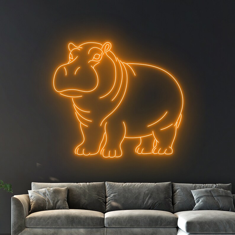 Hippo Neon Sign, Hippopotamus Led Sign, Hippo Animal Led Sign ...