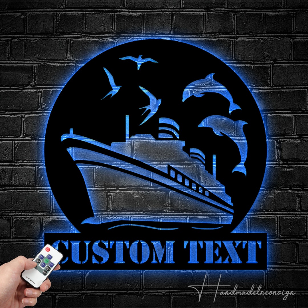 Custom Marine Ship Metal Wall Art LED Light Personalized Pillow Sailor ...