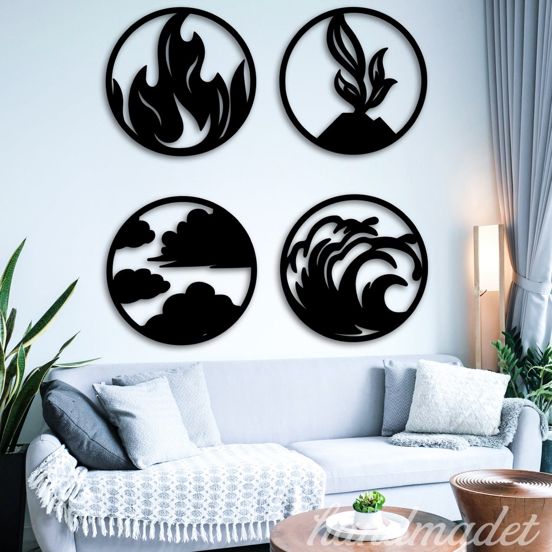 The Four Elements Wall Art, the Four Elements Wall Decor, Set 4 of the ...