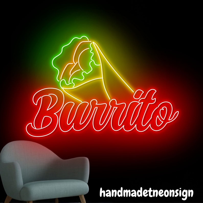 Burrito Neon Sign, Burrito Led Sign, Mexico Burrito Led Light, Burritos ...
