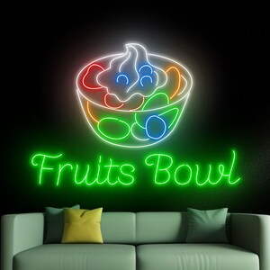Fruits Bowl Neon Wall Sign, Fruits Salad Led Wall Light, Food Led Wall ...