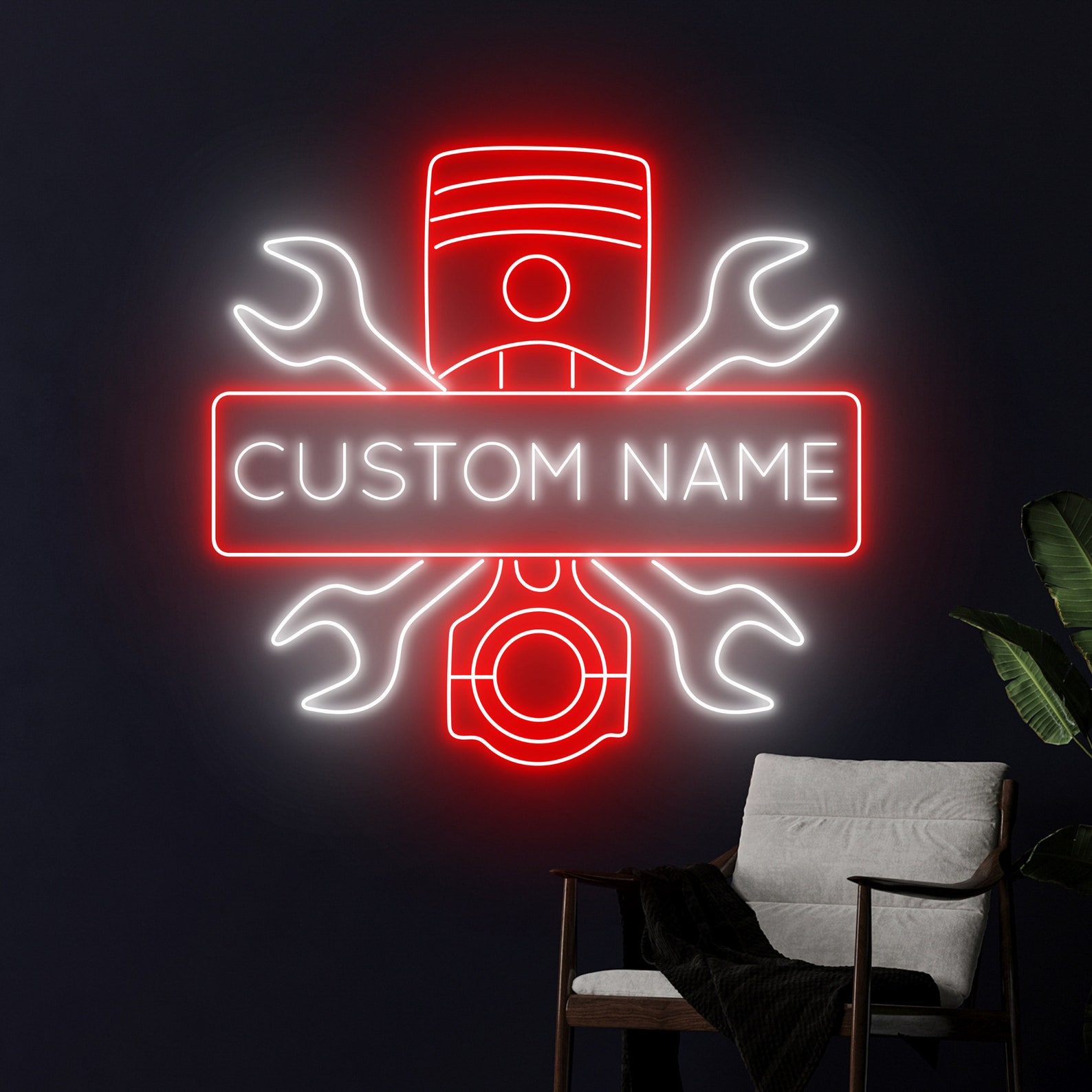 Custom Garage Mechanic LED Light, Custom Garage Service Station Sign ...