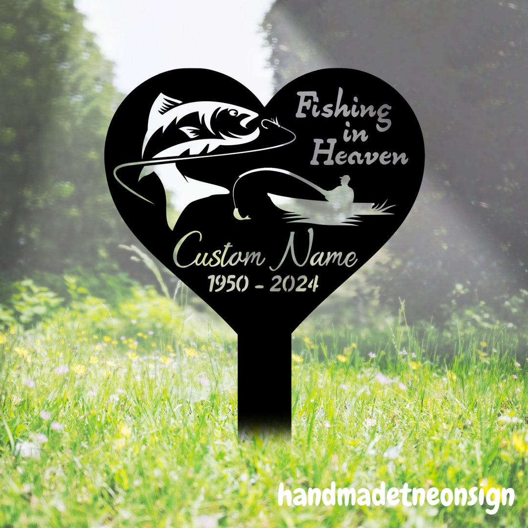 Custom Fish Memorial Stake, Fishing Metal Stakes, Fish Grave Marker ...