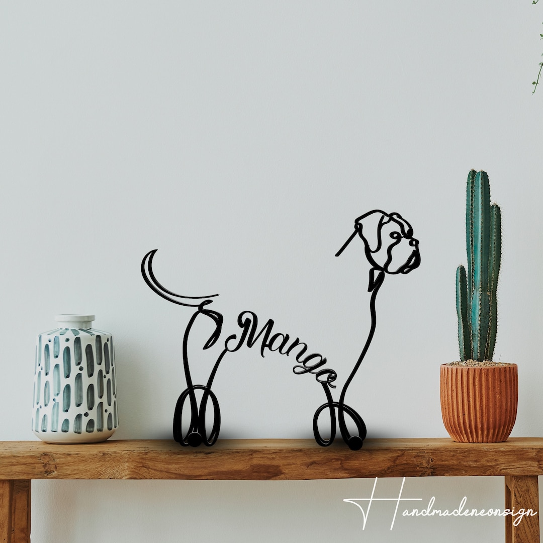 Custom Boxer Dog Metal Desk, Boxer Dog Minimalist Metal Table Sign ...