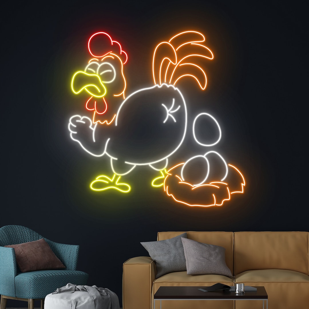 Chicken Laying Egg Neon Light, Chicken Egg Led Light, Hen Led Sign, Rooster Neon Sign, Egg Farm ...