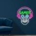 Gamer Skull Led Neon Sign, Skull Neon Sign, Skull Art Sign, Game Room ...